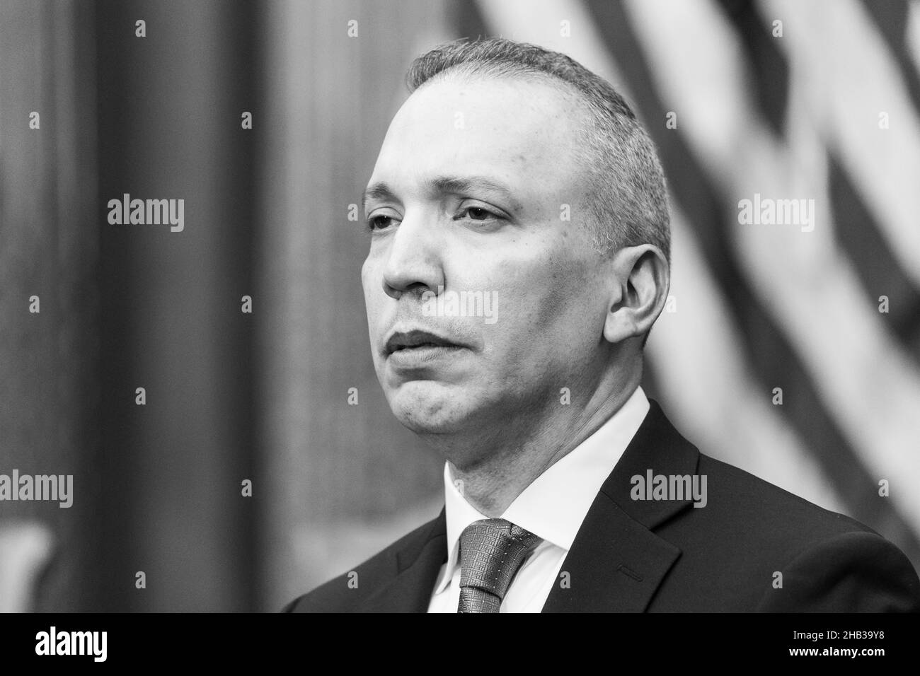 New York, NY - December 16, 2021: Louis Molina speaks during Mayor ...