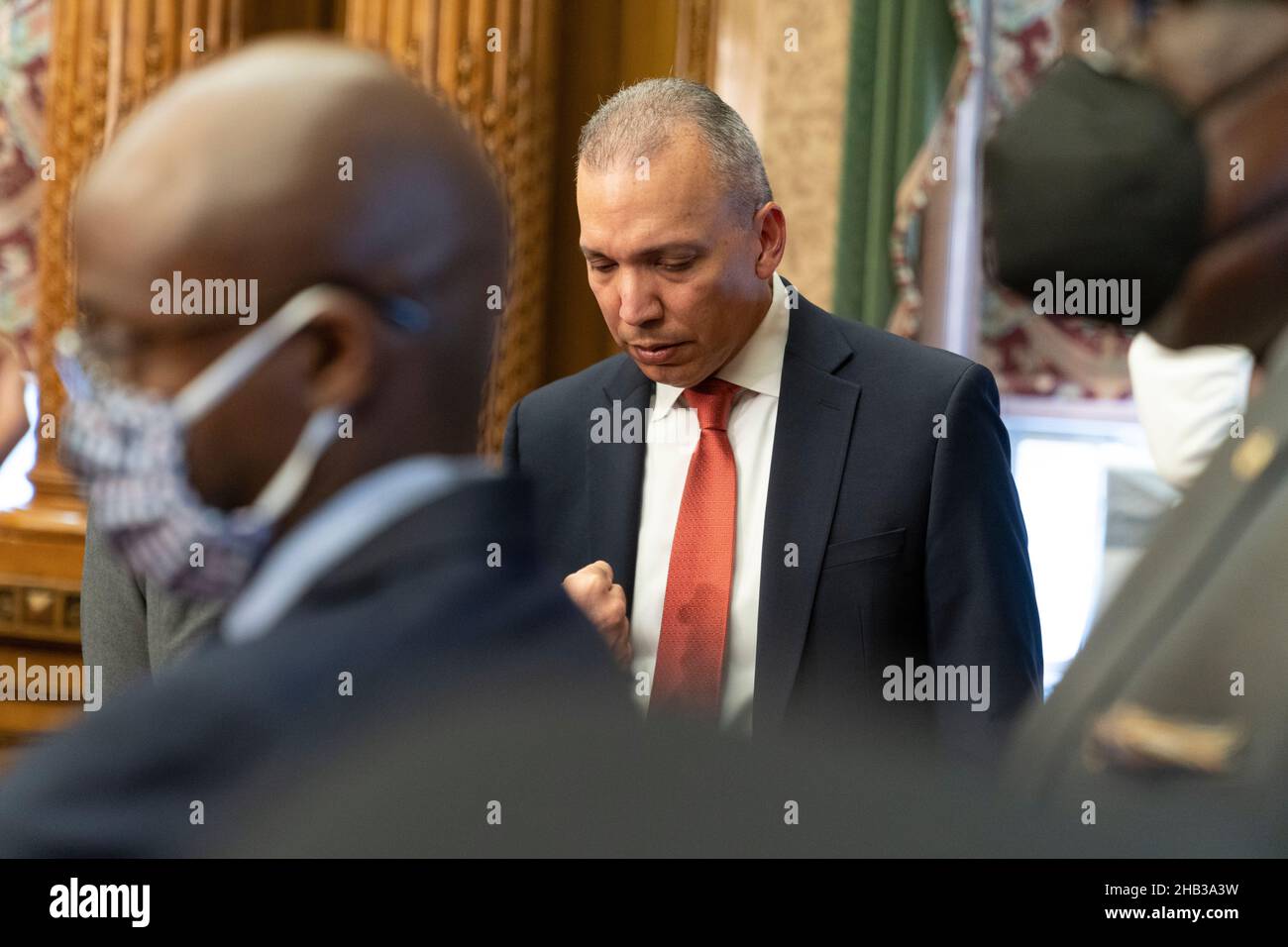 New York, NY - December 16, 2021: Louis Molina seen during Mayor-elect ...