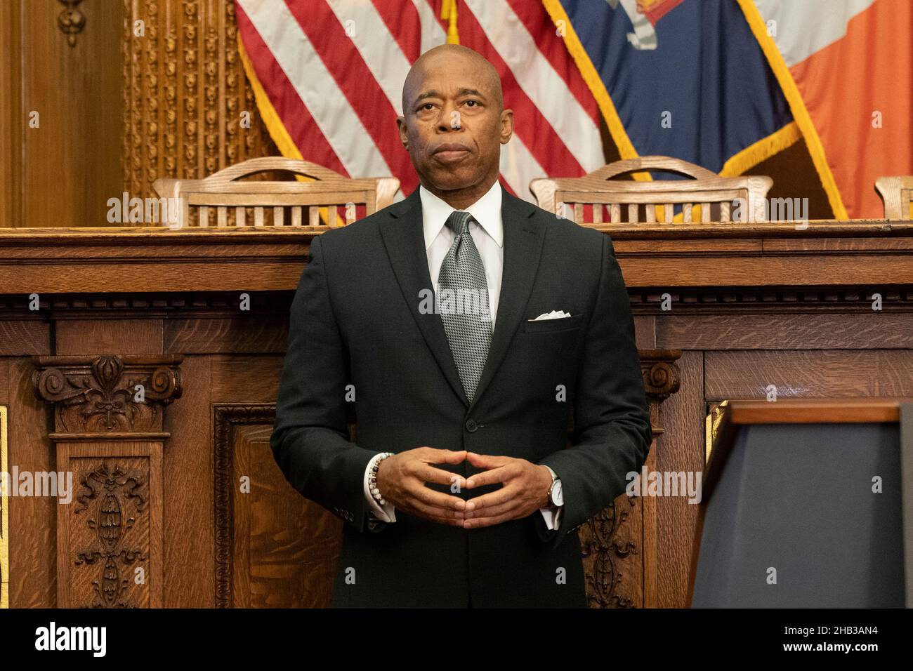 Mayor-elect Eric Adams seen during announcement on his pick for ...
