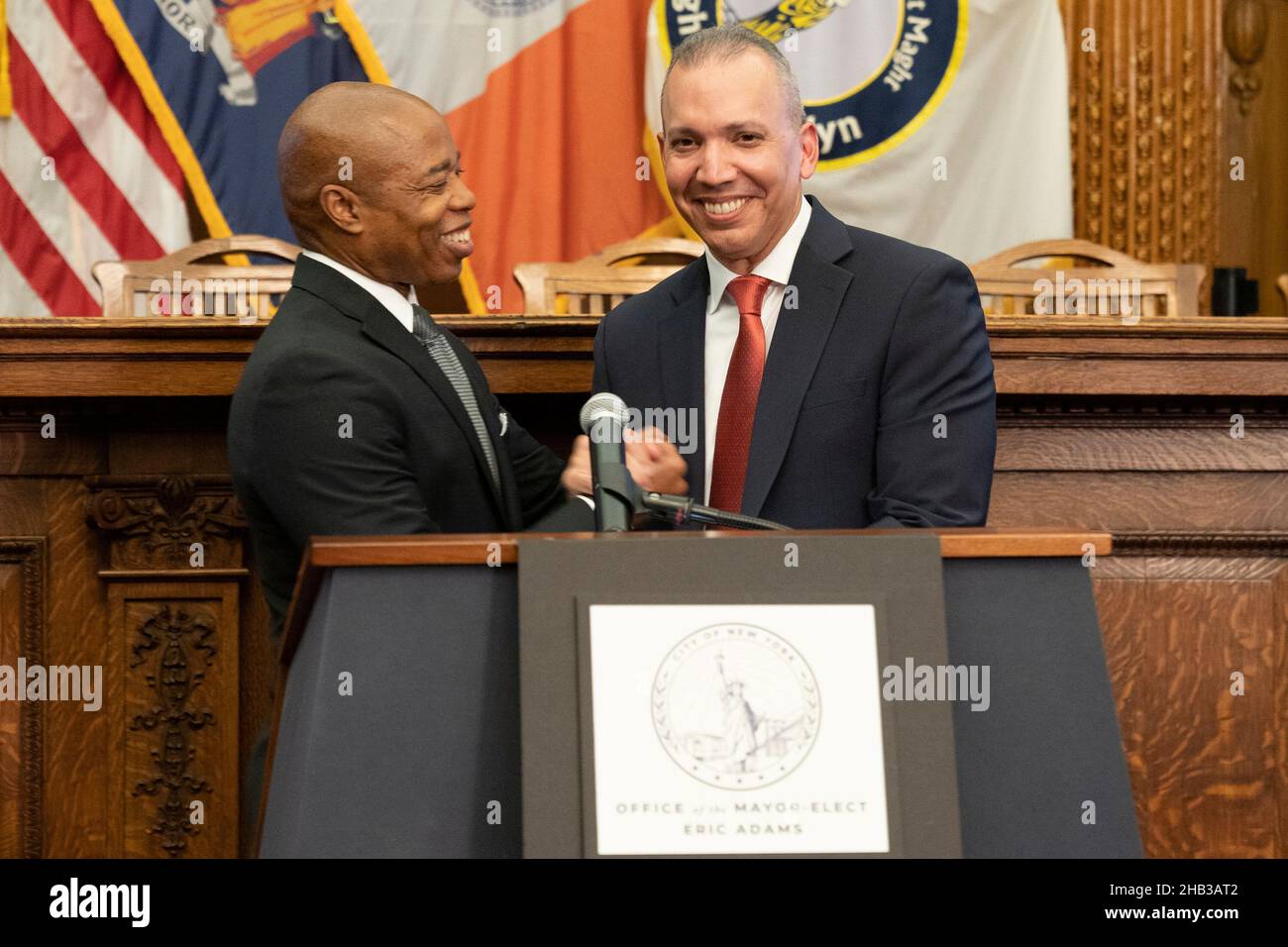 Mayor-elect Eric Adams congratulates Louis Molina as his pick for ...