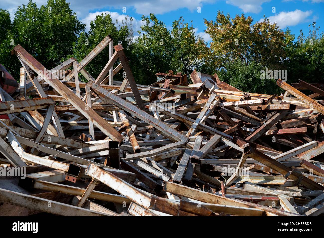 Scrap-metal formed after demolition of an old building ready for sale ...