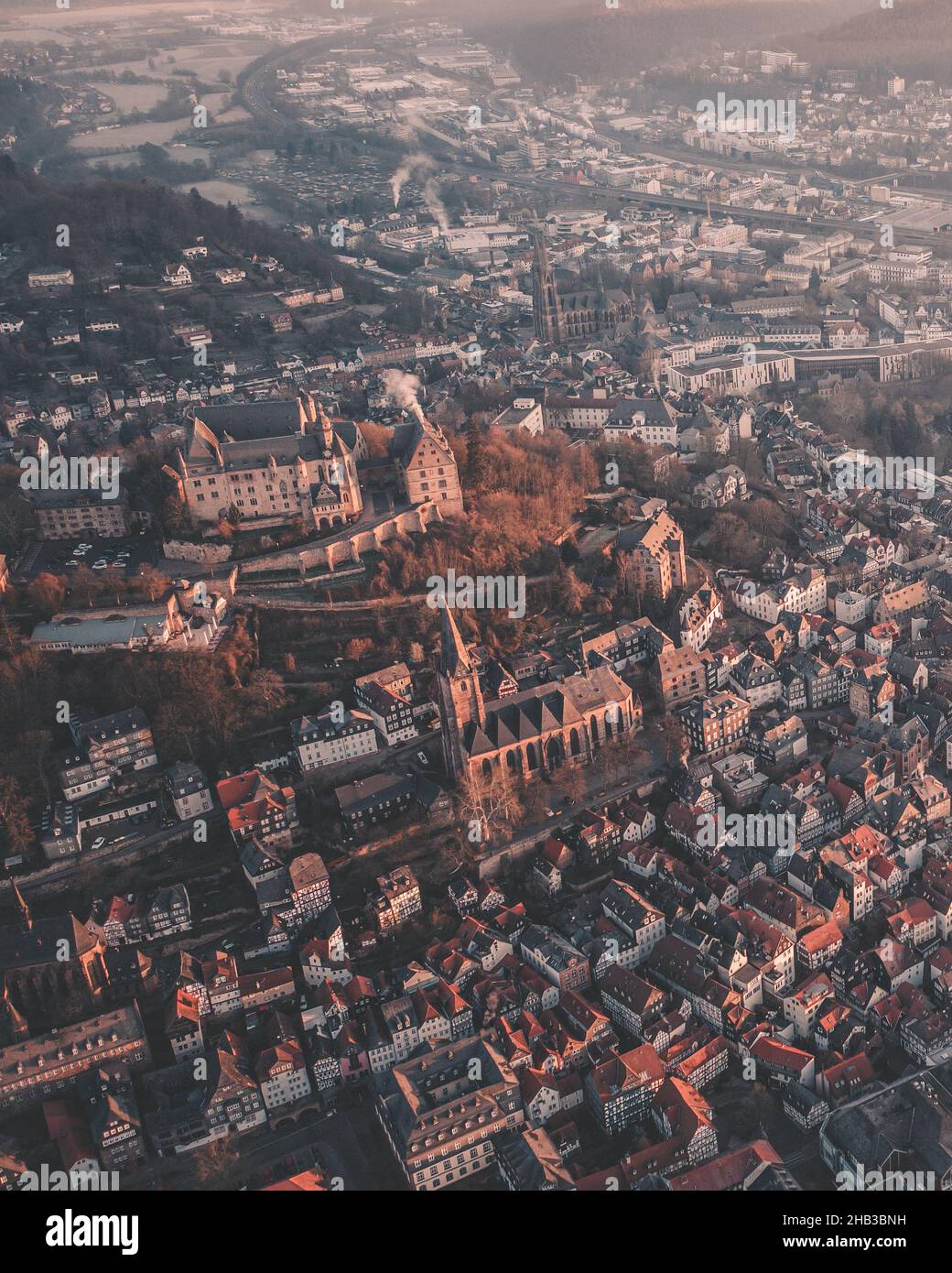 Aerial view of Marburg town in Germany Stock Photo - Alamy