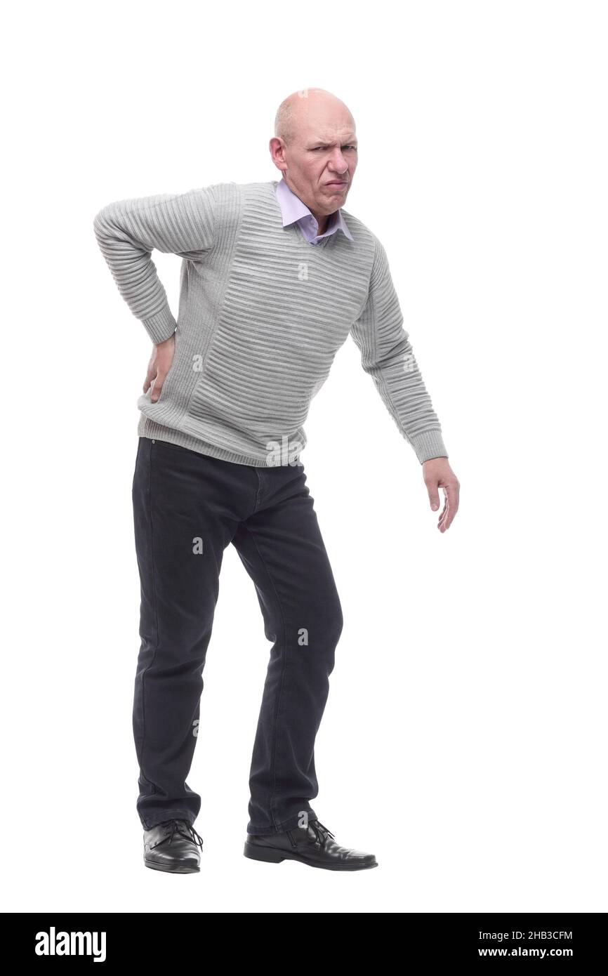 elderly man with joint pain. isolated on a white Stock Photo - Alamy