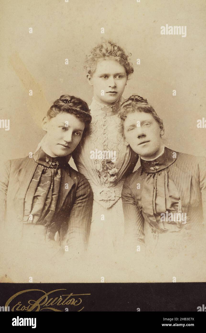 Three women, Burton Brothers studio, photography studio, 1880s, Dunedin ...
