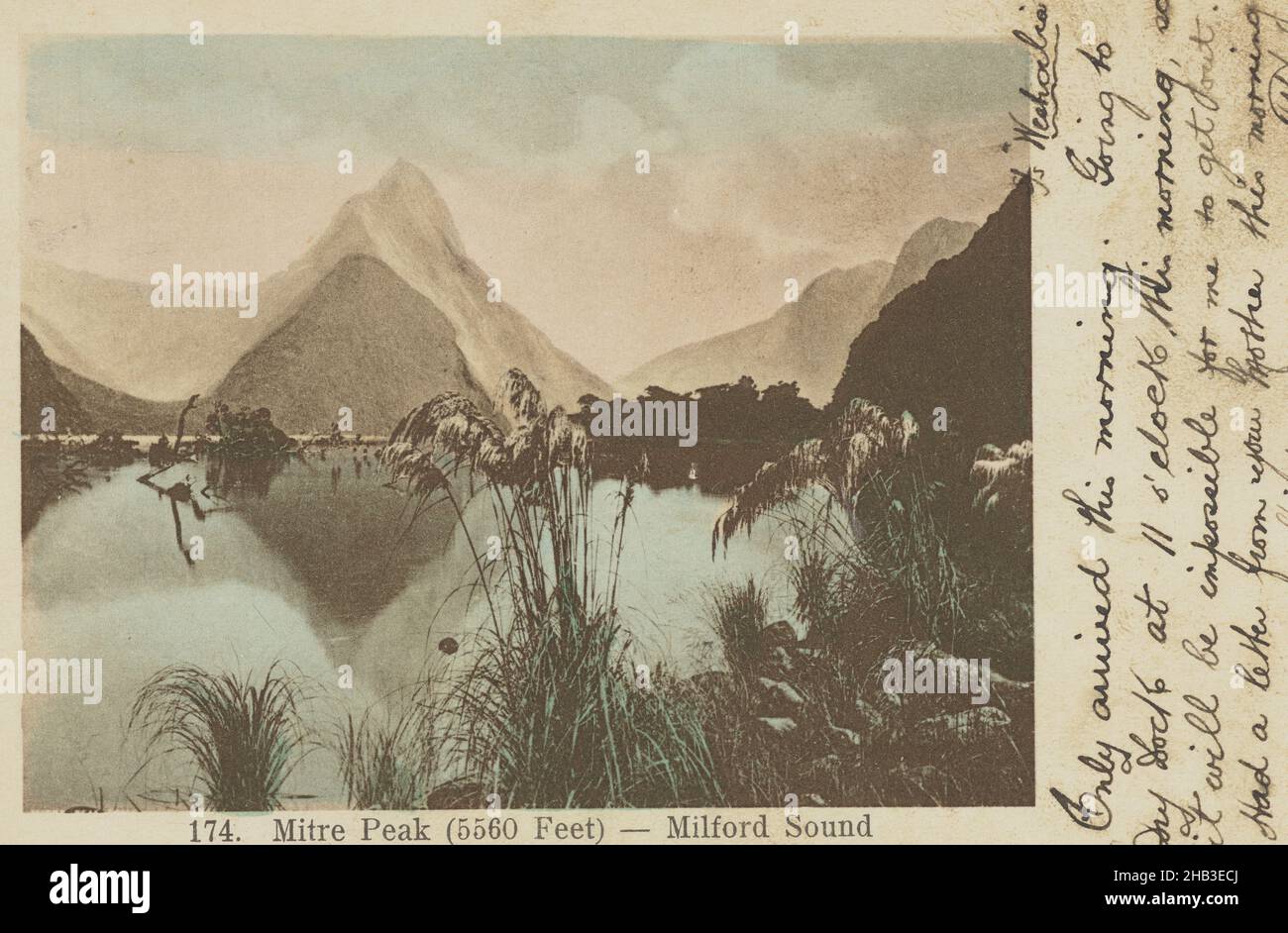 Mitre Peak (5560 feet), Milford Sound, Muir & Moodie studio, 1906 ...