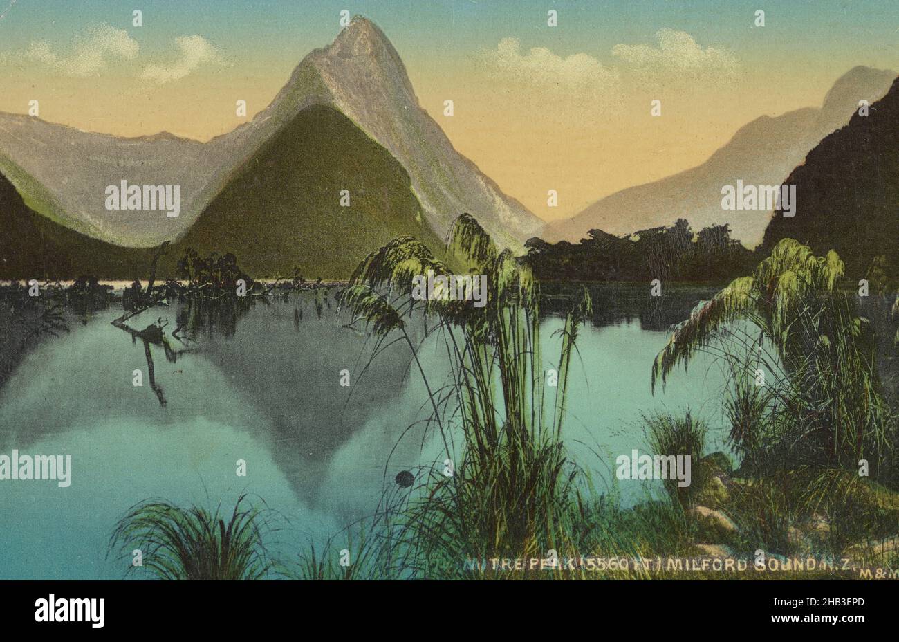 Mitre Peak, 5560 feet, Milford Sound, New Zealand, Muir & Moodie studio ...