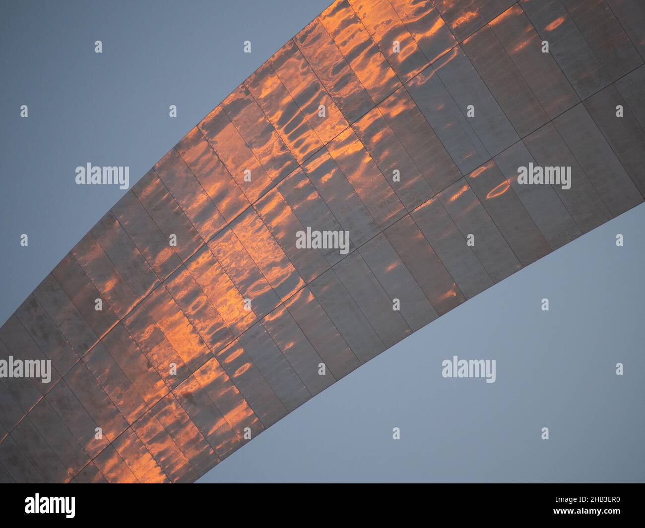 The underside of a section of St. Louis, Missouri's metal Gateway Arch ...