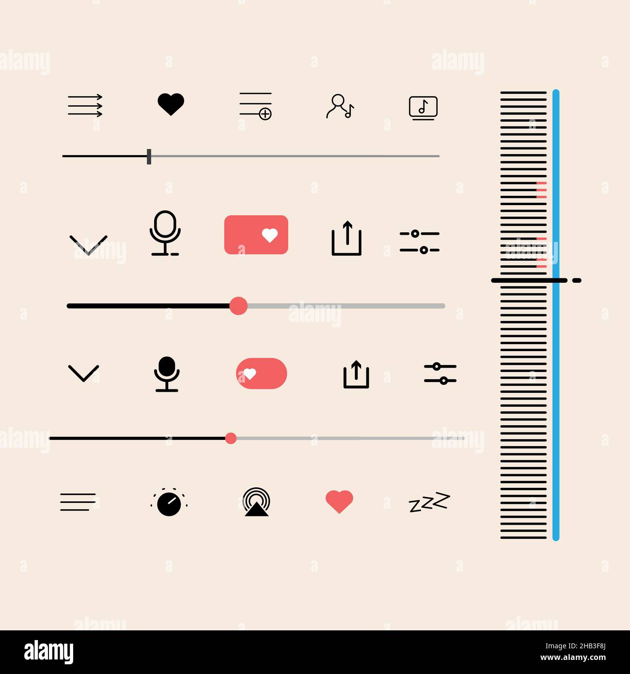 Music podcast player button interface set. Vector control multimedia ...