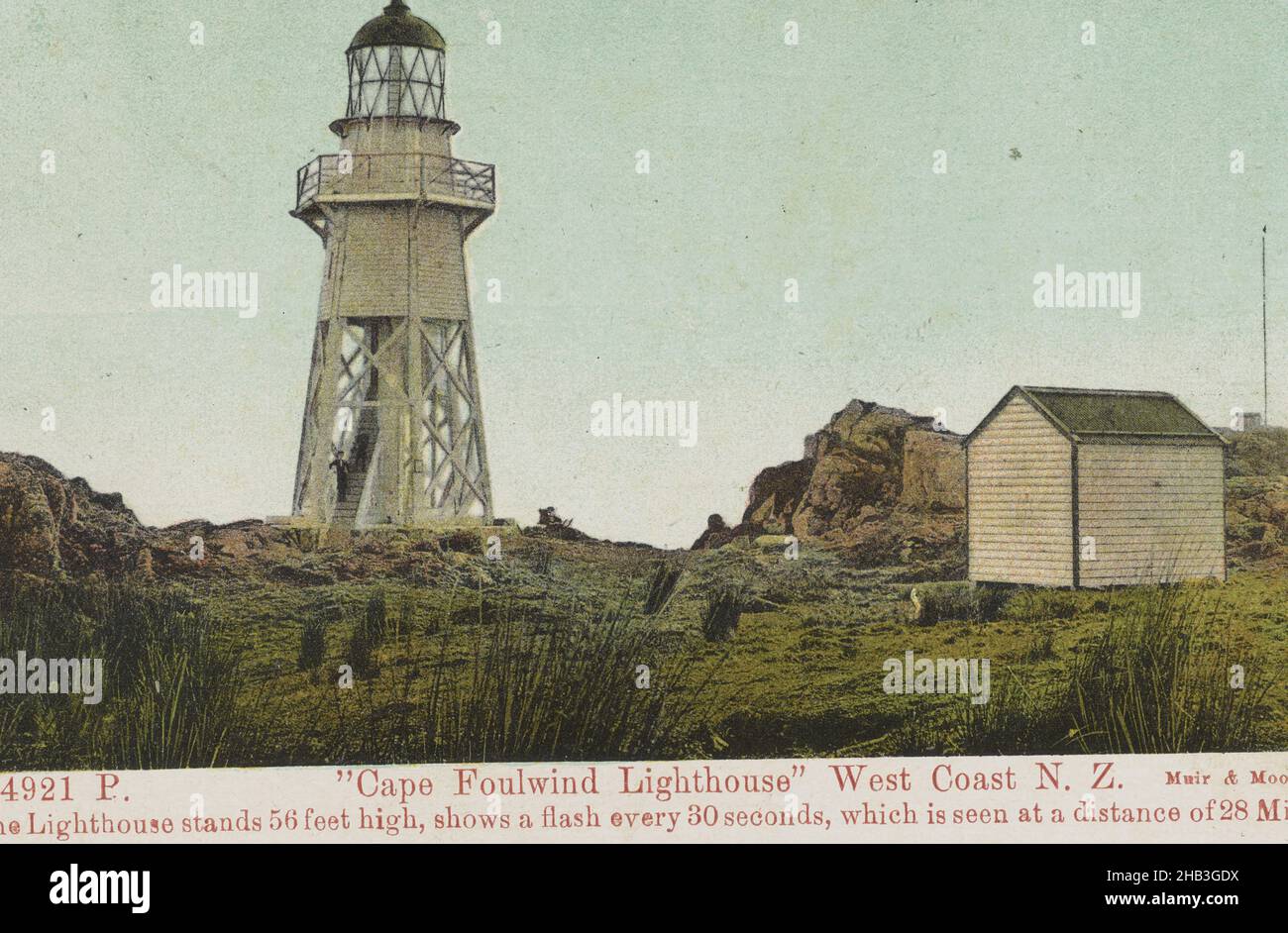Cape Foulwind Lighthouse, West Coast, New Zealand, Muir & Moodie studio, 1904-1915, Westport ...