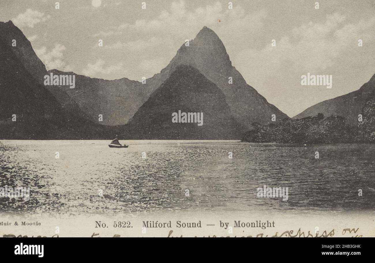 Milford Sound by Moonlight, Muir & Moodie studio, 1900-1903, Milford ...