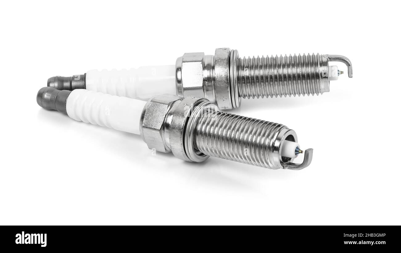 Car iridium spark plugs isolated on white background with clipping path ...