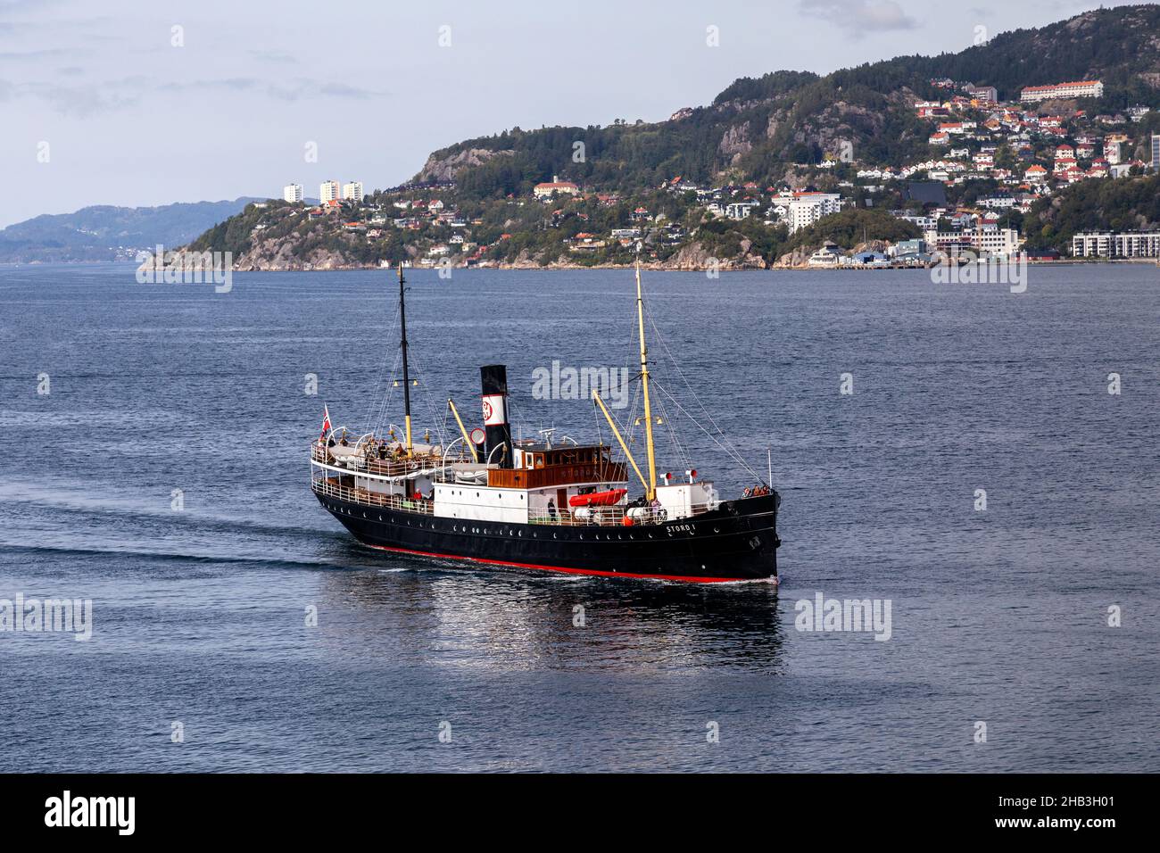 Veteran steam ship Stord 1 (built 1913) at Byfjorden, outside port of ...