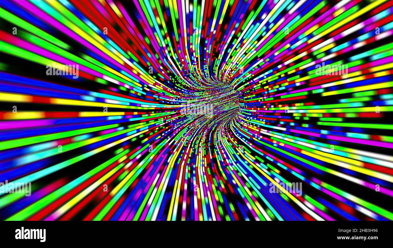 Driving through the Colorful light rays tunnel Stock Photo - Alamy