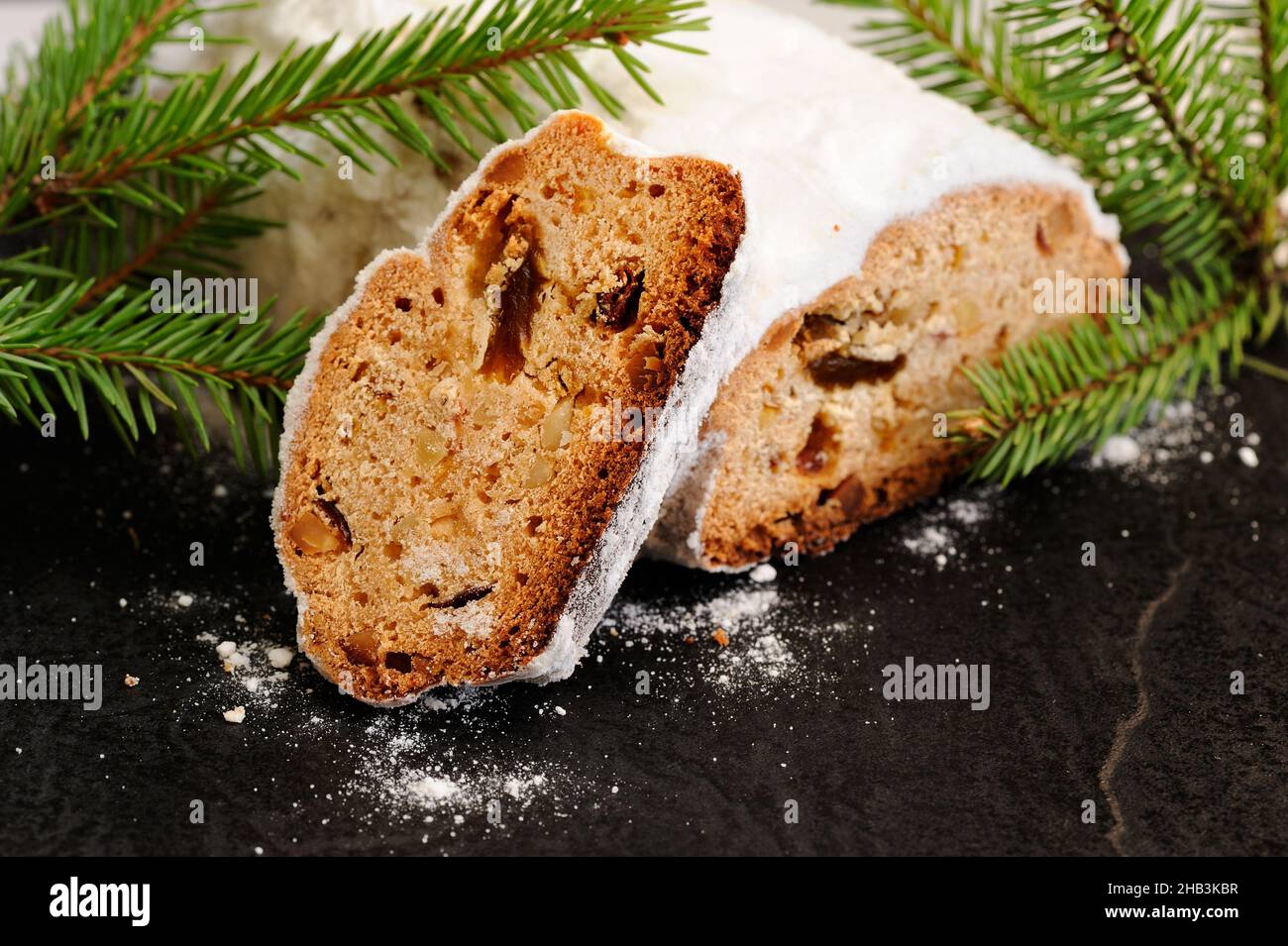 Traditional stollen christmas cake closeup Stock Photo - Alamy