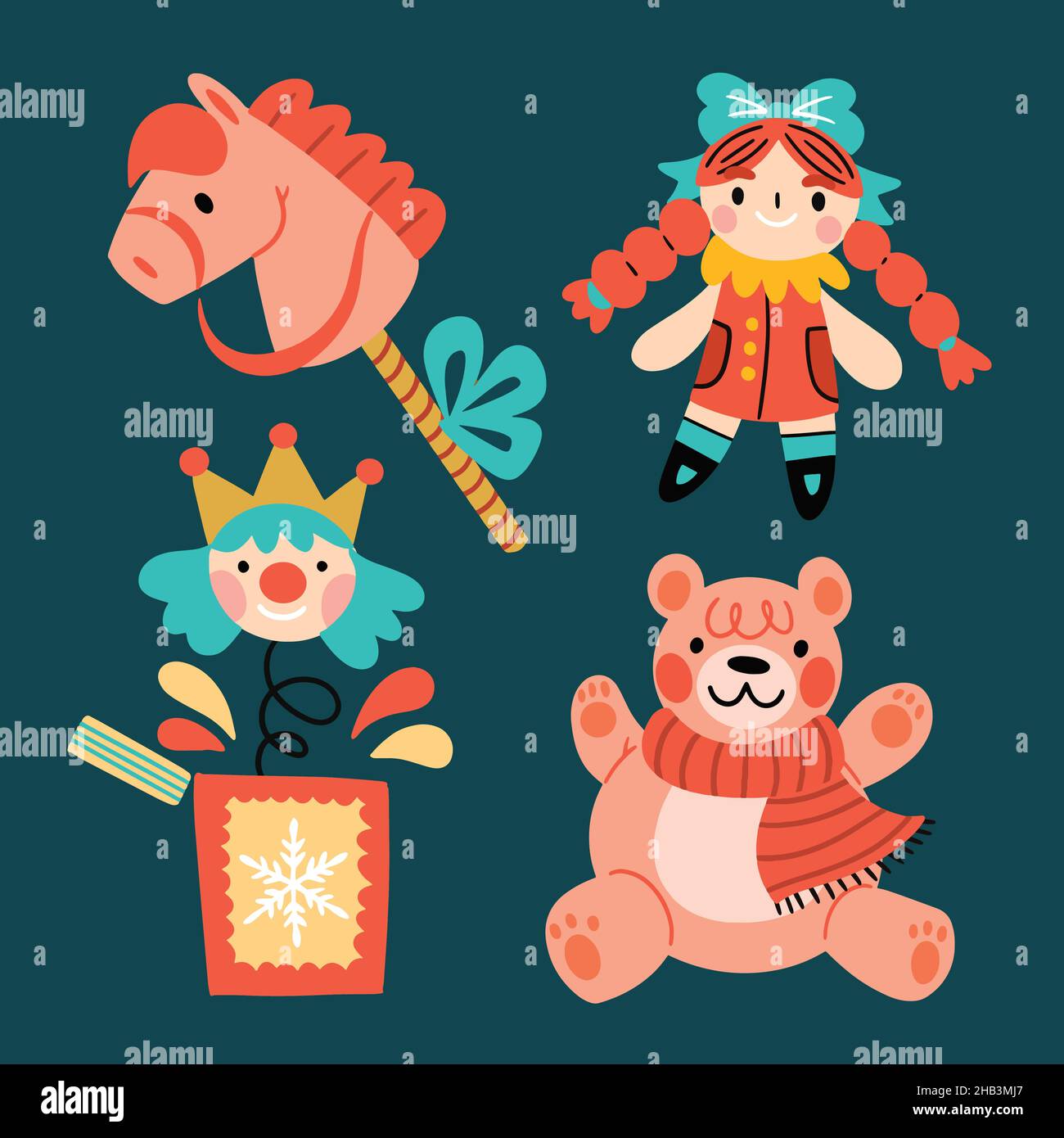 hand drawn christmas toy collection vector design illustration Stock ...