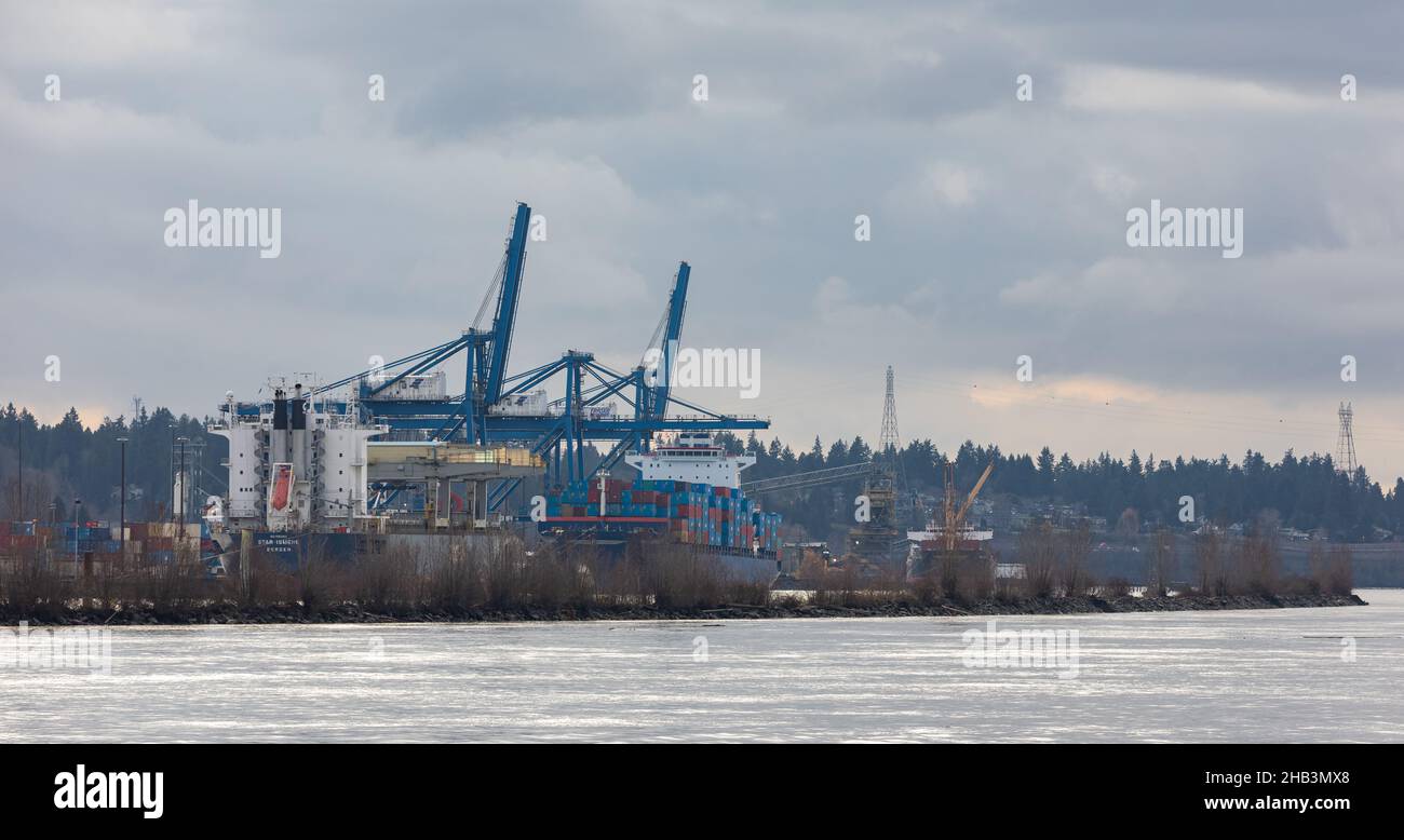 Industrial Port with containers, deepwater port with cranes for ...