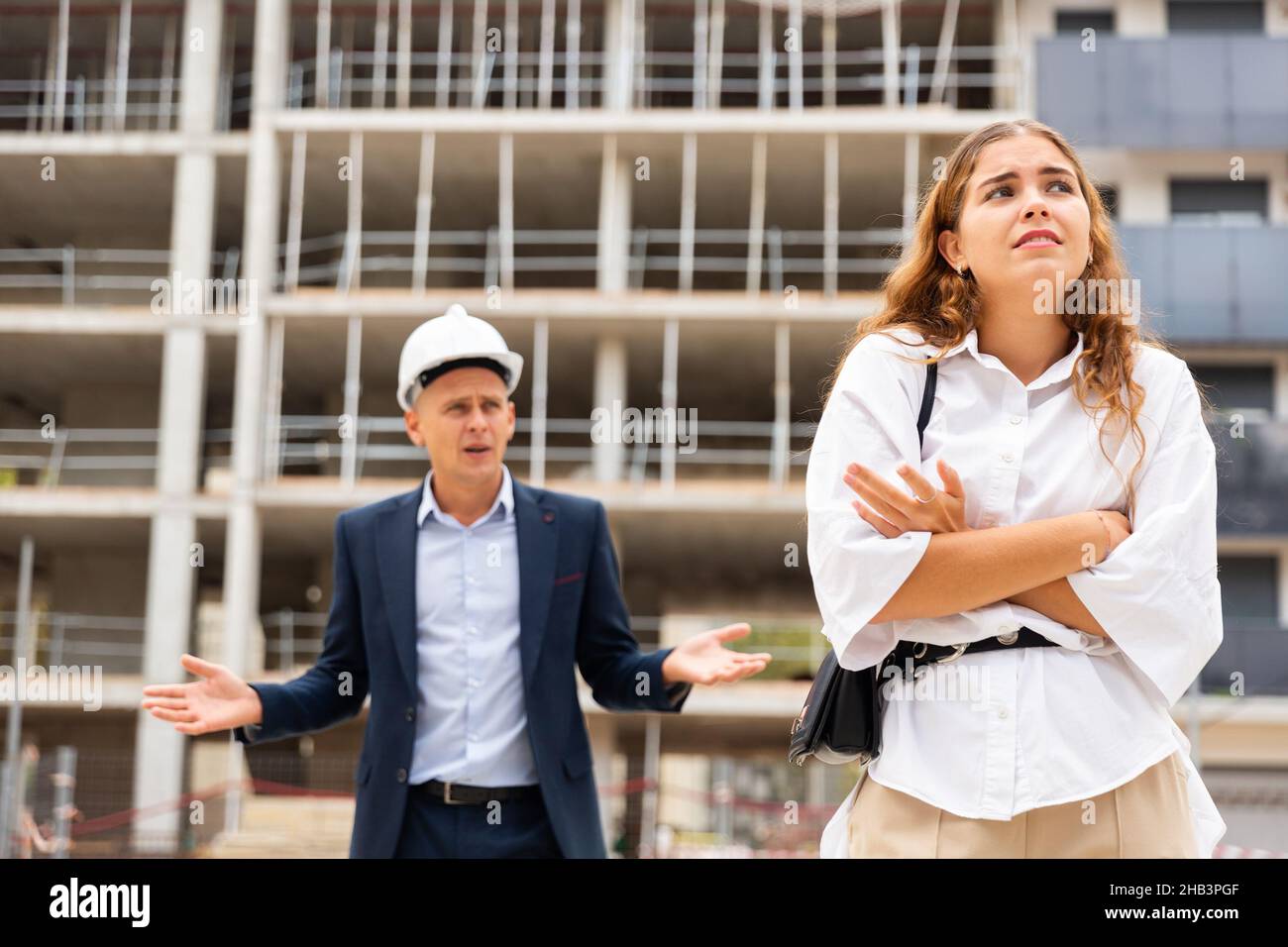 Portrait of a frustrated young woman who had a misunderstanding with a ...