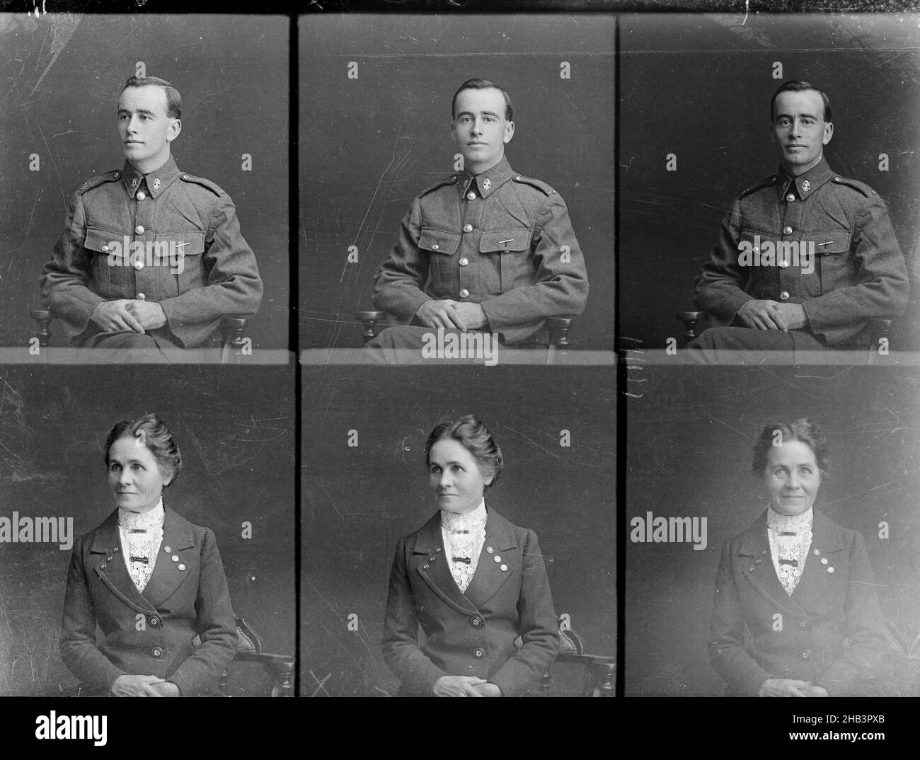 Three portraits each on one negative of William Horace James and ...