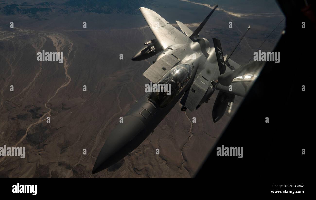 An F-15C Strike Eagle, assigned to the 433rd Weapons Squadron, flies ...