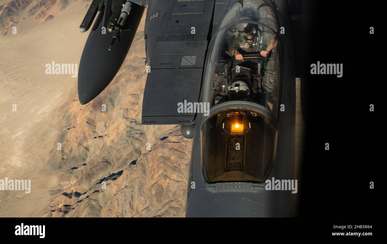 An F-15C Strike Eagle, assigned to the 433rd Weapons Squadron, flies ...