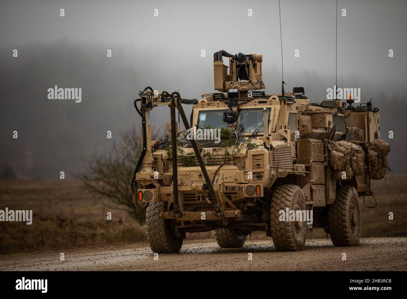 A medium mine protected vehicle with the 1st Armored Brigade Combat ...