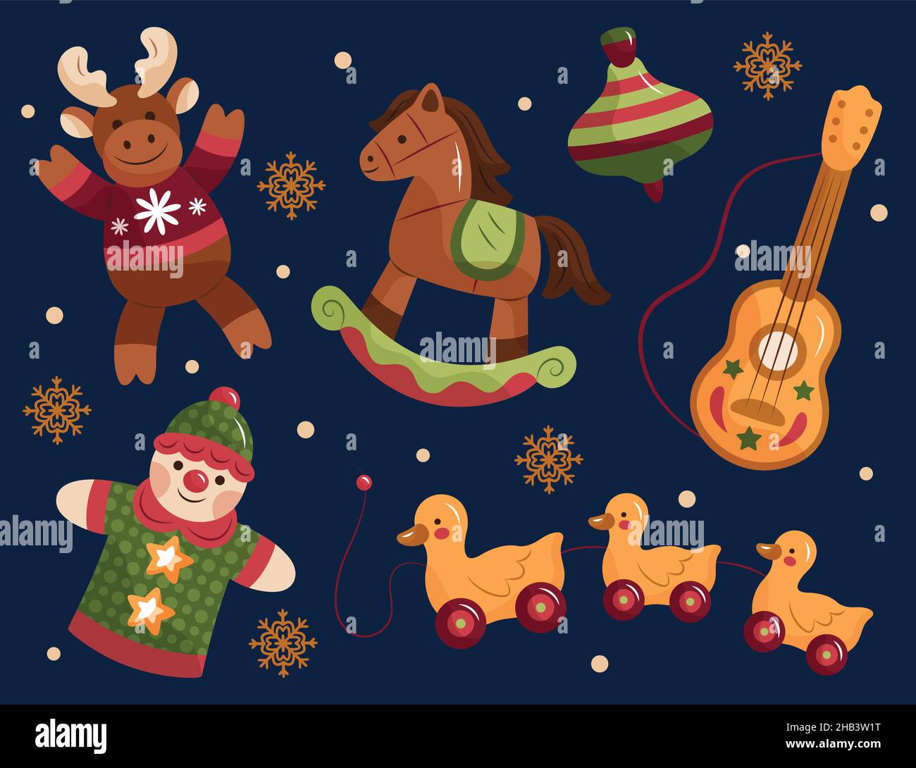 hand drawn christmas toy collection vector design illustration Stock ...