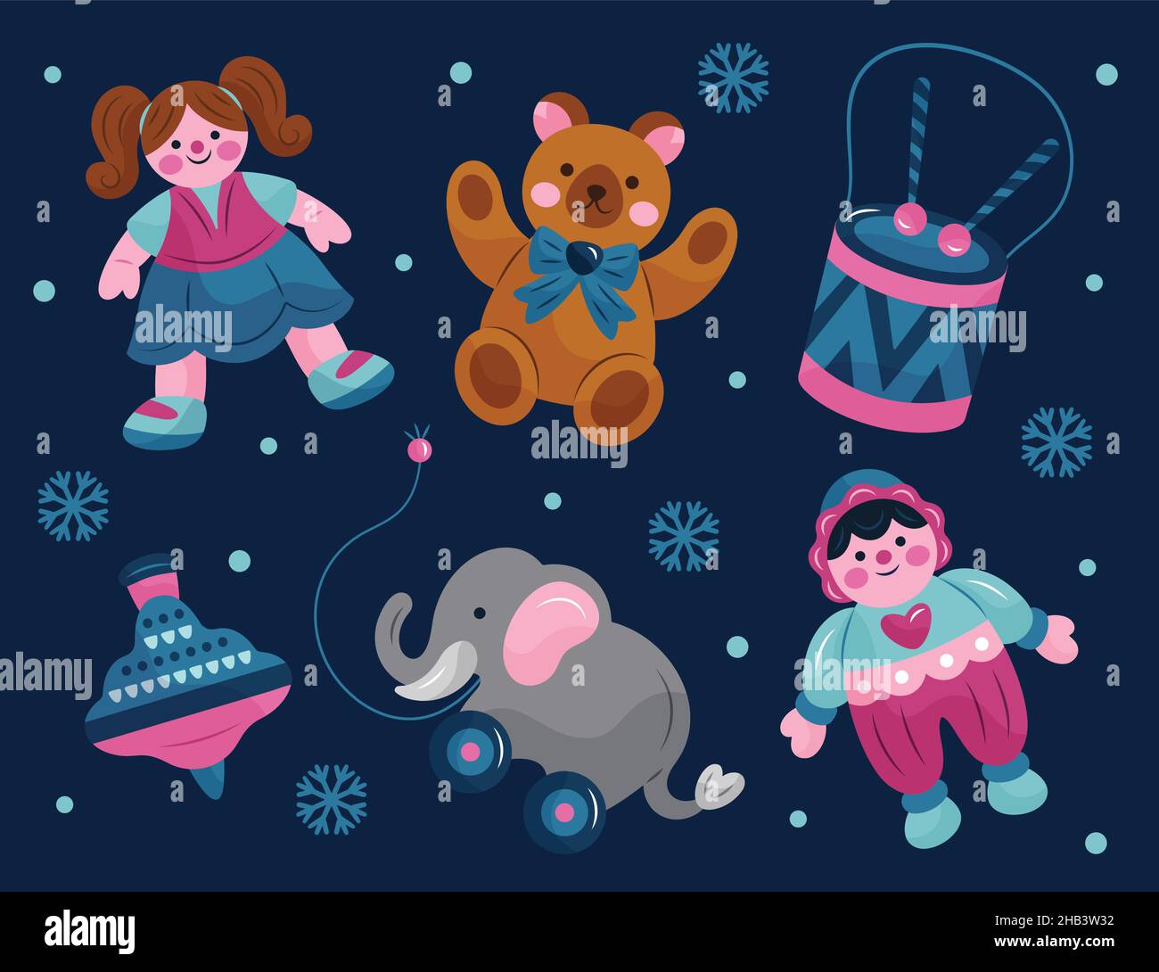 hand drawn christmas toy collection vector design illustration Stock ...