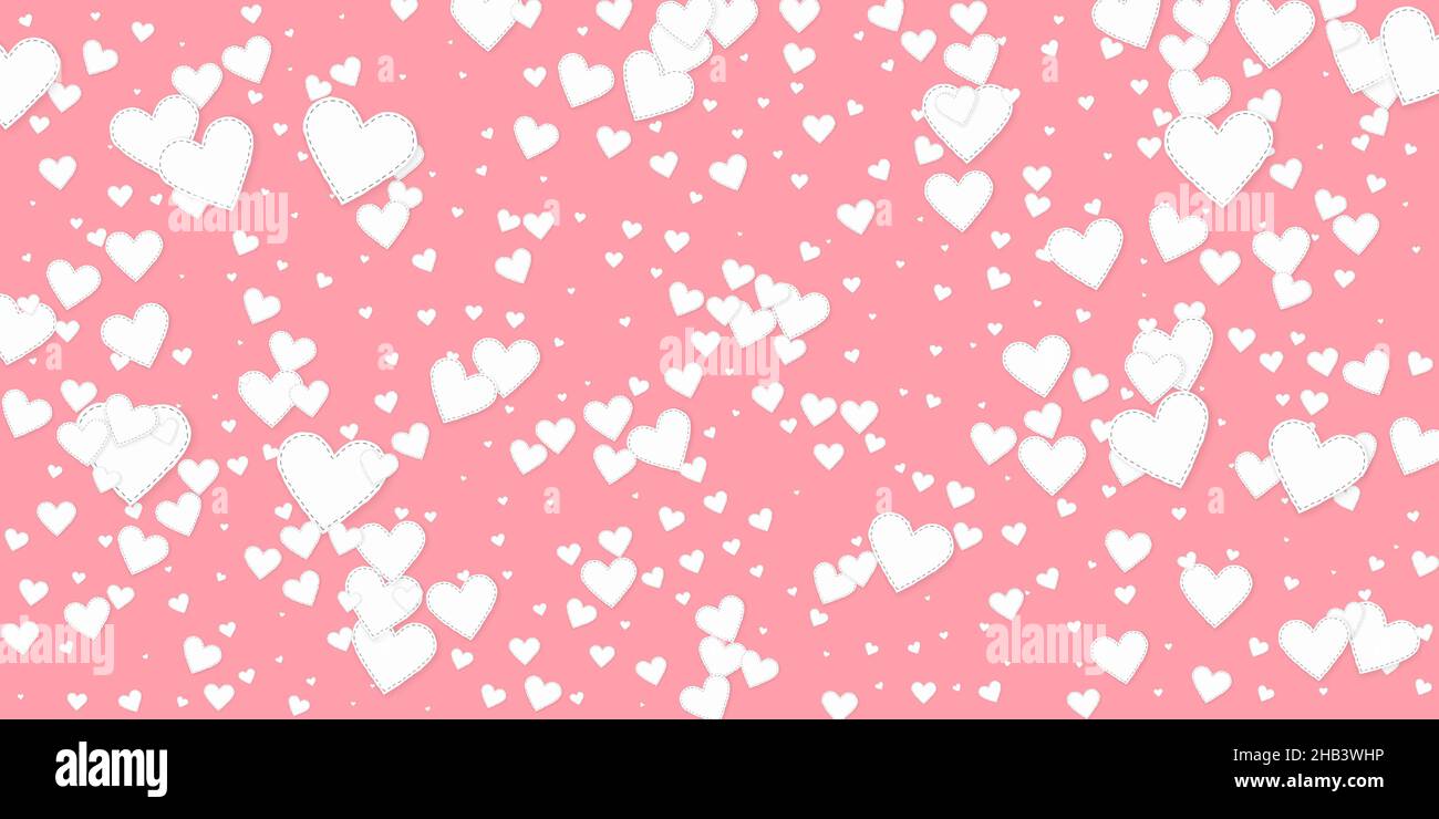 White heart love confettis. Valentine's day falling rain immaculate ...