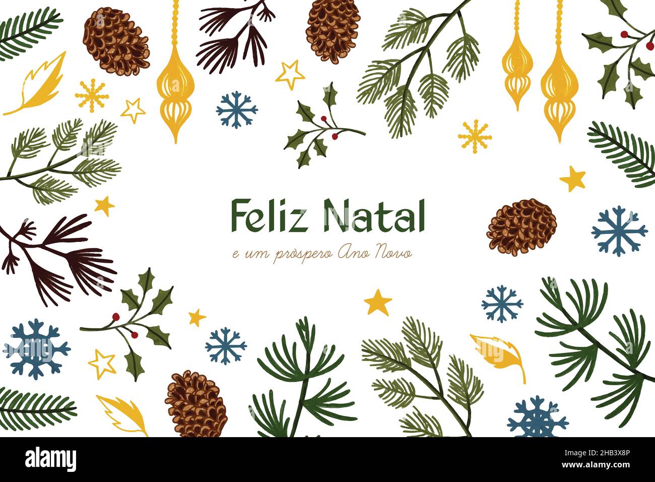 hand drawn feliz natal vector design illustration Stock Vector Image ...