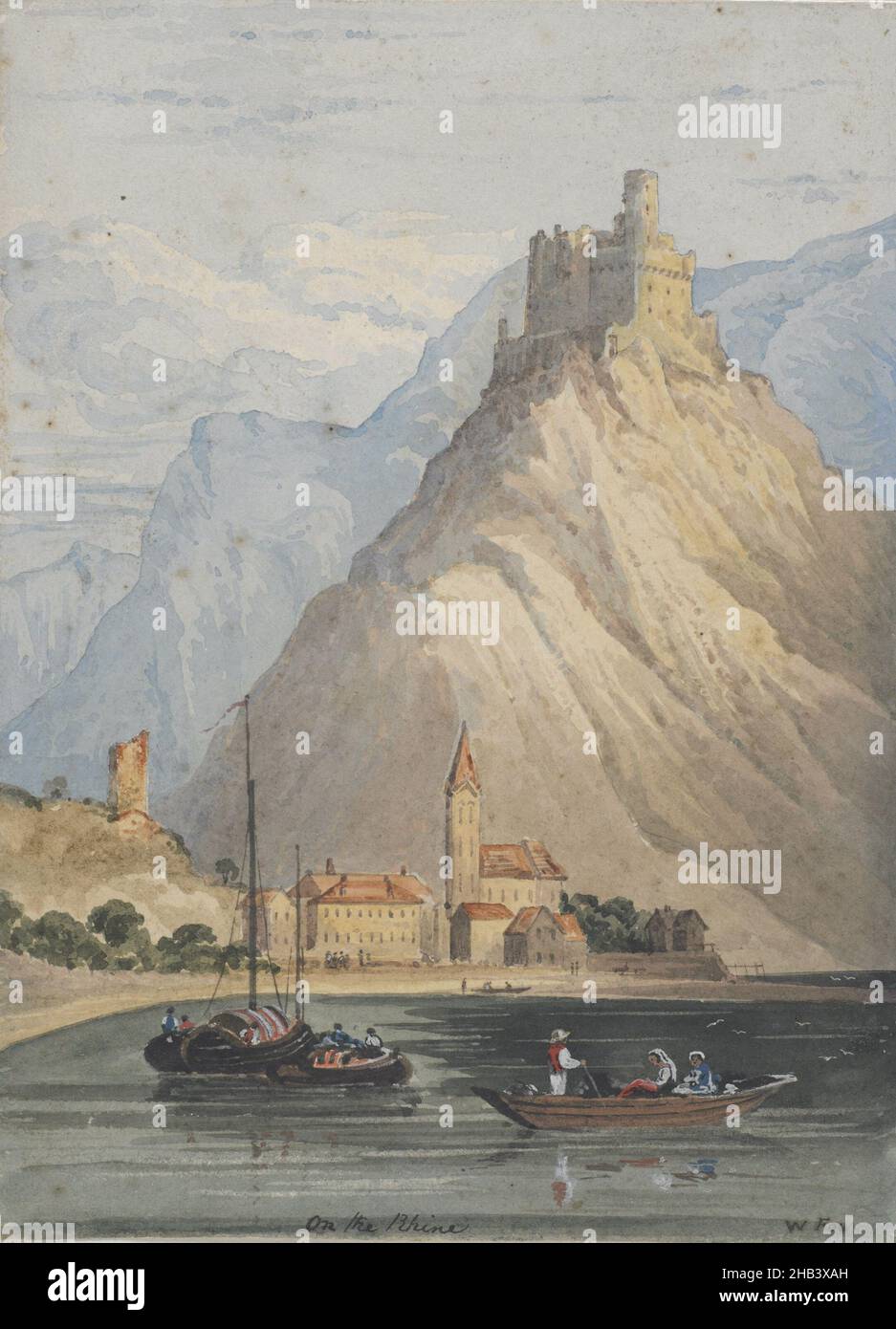 On the Rhine, Sir William Fox Esquire, 1830s, Germany Stock Photo - Alamy