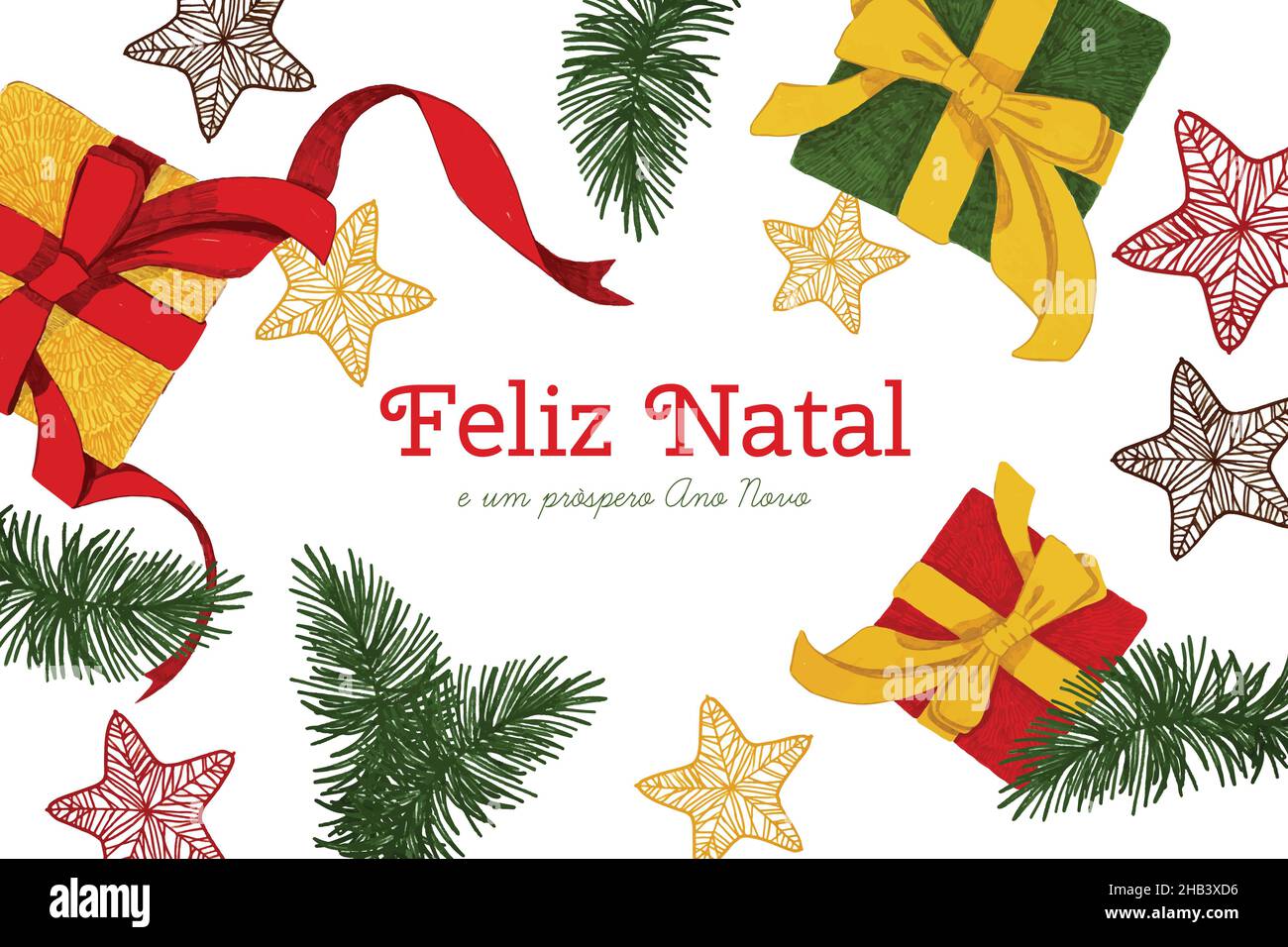 hand drawn feliz natal vector design illustration Stock Vector Image ...