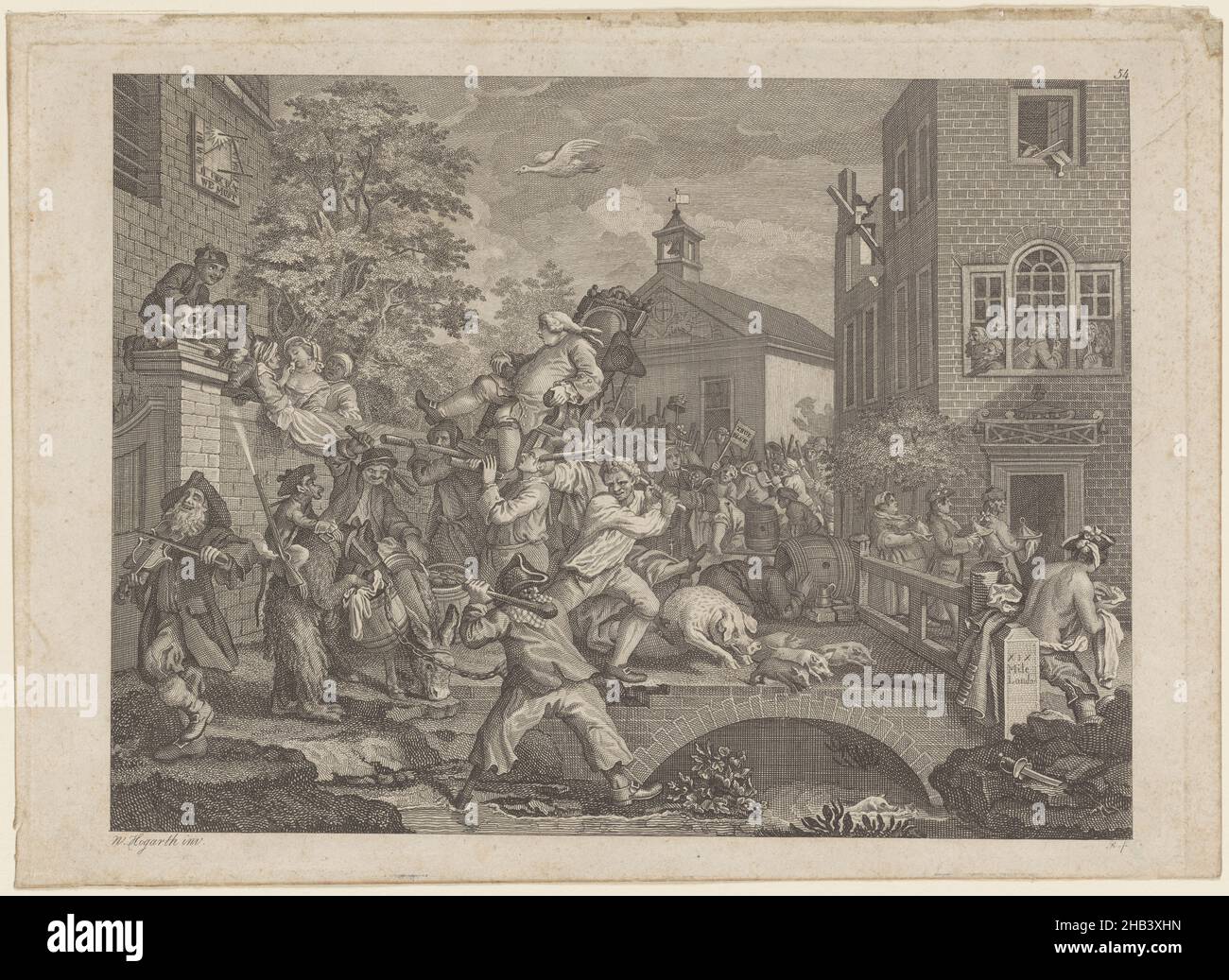 Chairing the Members. January 1758, Ernst Riepenhausen, etching Stock ...
