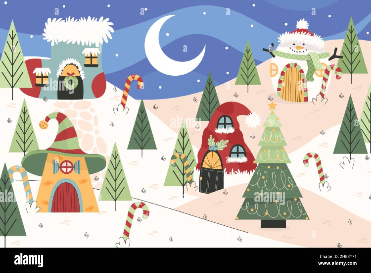flat christmas town vector design illustration Stock Vector Image & Art ...