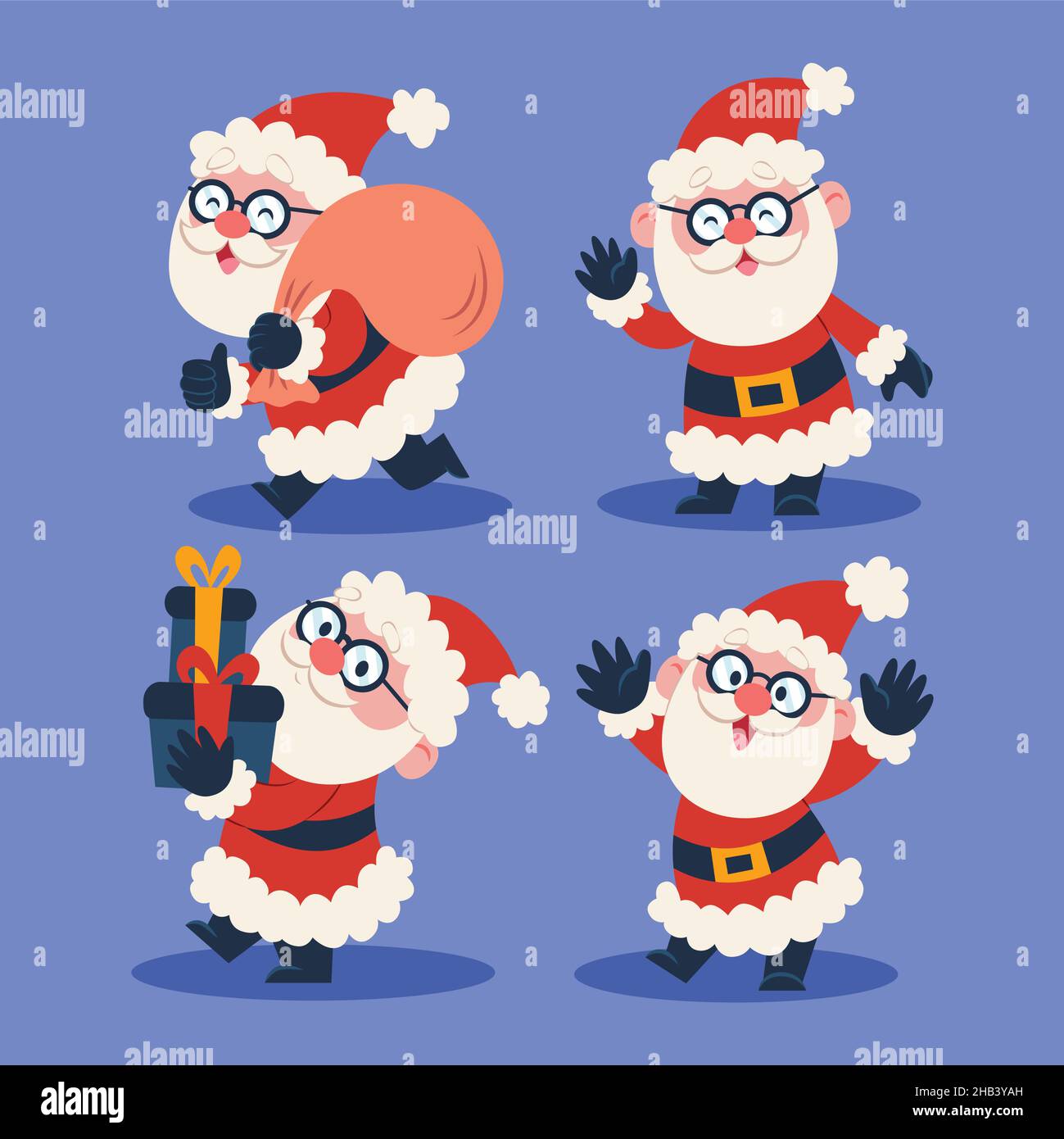 hand drawn santa claus collection vector design illustration Stock ...