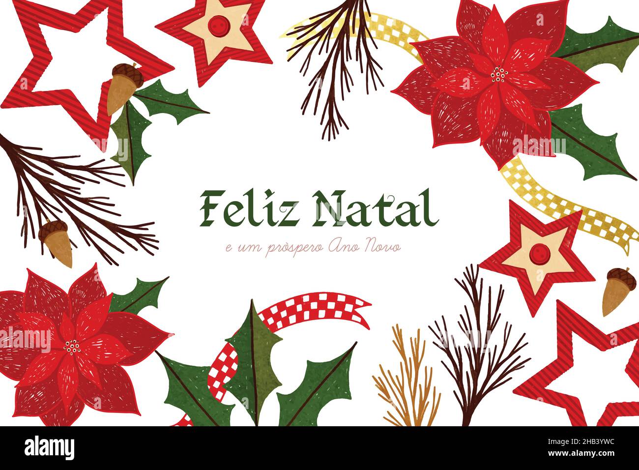 hand drawn feliz natal vector design illustration Stock Vector Image ...