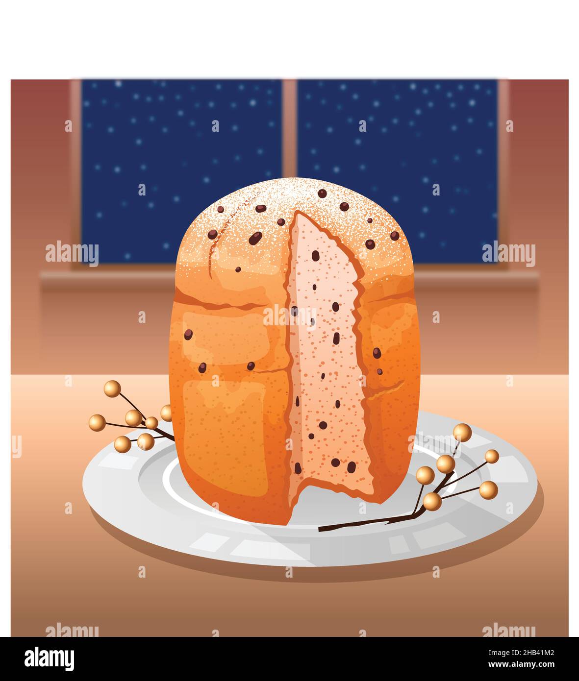 Panettone white background Stock Vector Images - Alamy