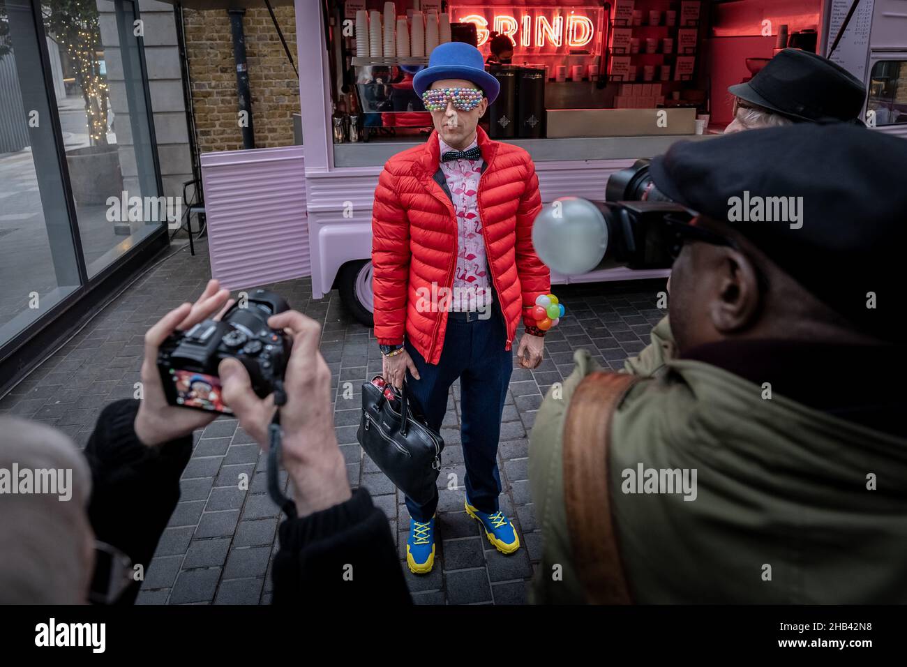 London, UK. 16th December 2021. London Colour Walk at Old Spitalfields ...