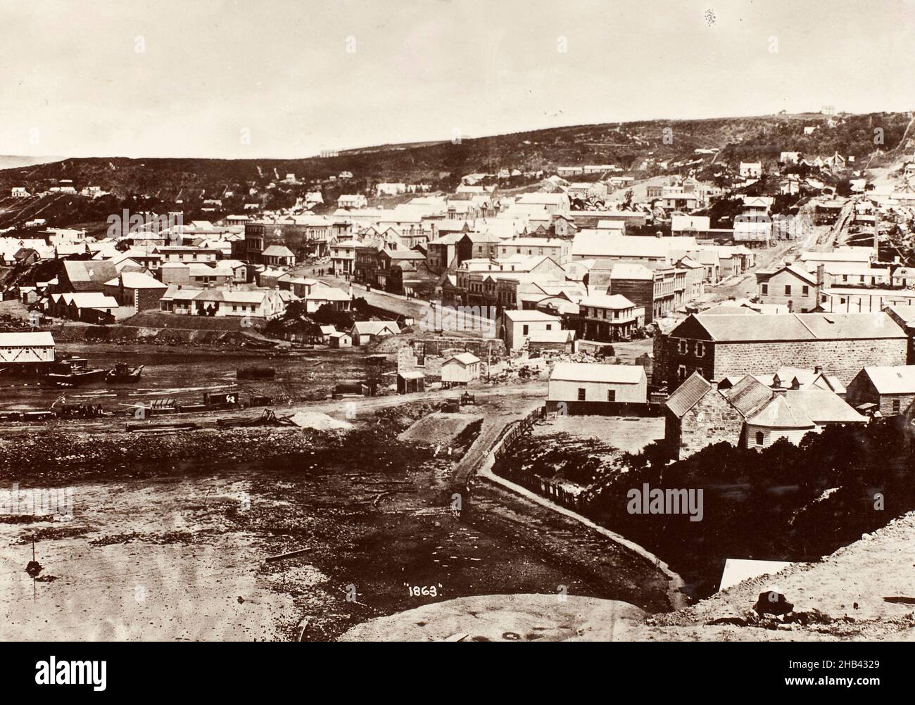 Dunedin from Bell Hill in 1863. From the album: Early Dunedin, Meluish ...