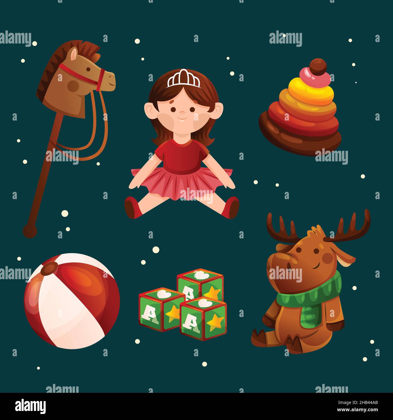 christmas toy collection flat vector design illustration Stock Vector ...