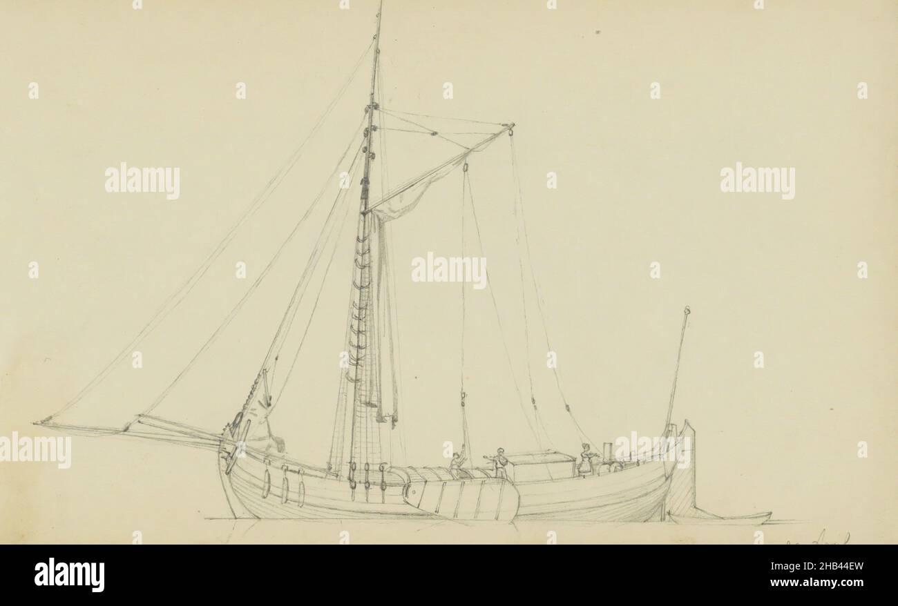 Sheet 14 recto from a sketchbook with 40 sheets, Sailing ship with ...