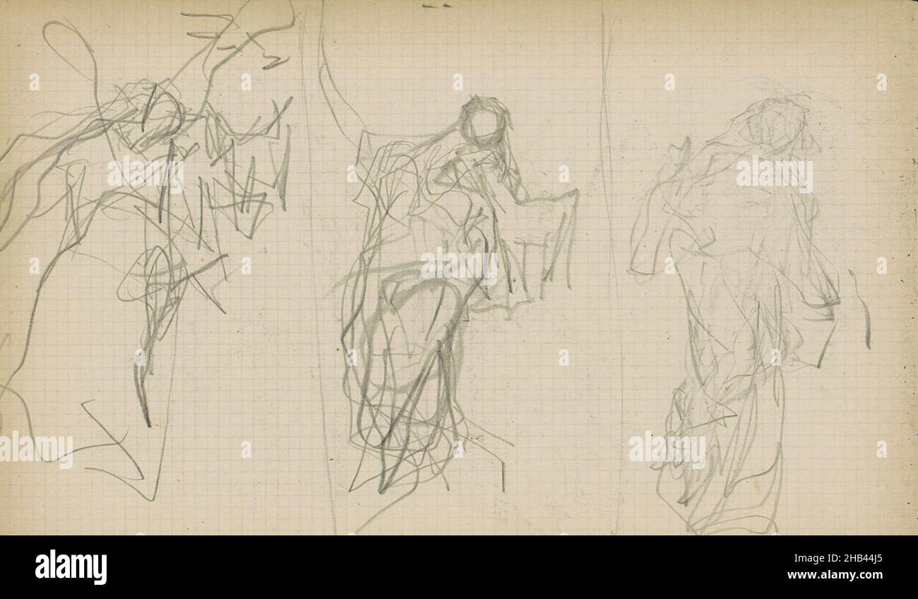 Sheet 5 verso from a sketchbook with 35 sheets, Standing figures in ...
