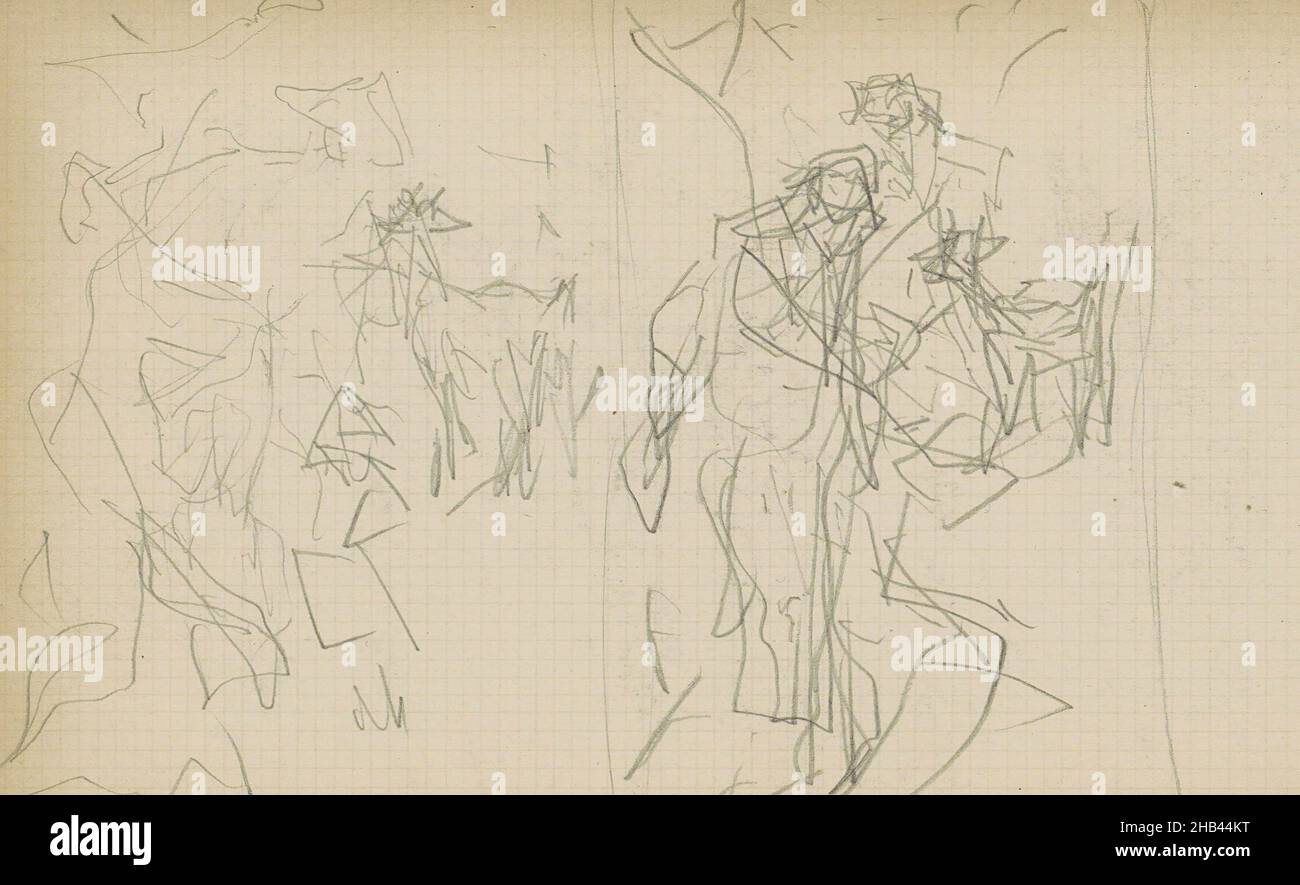 Sheet 3 verso from a sketchbook with 35 sheets, Two standing figures ...