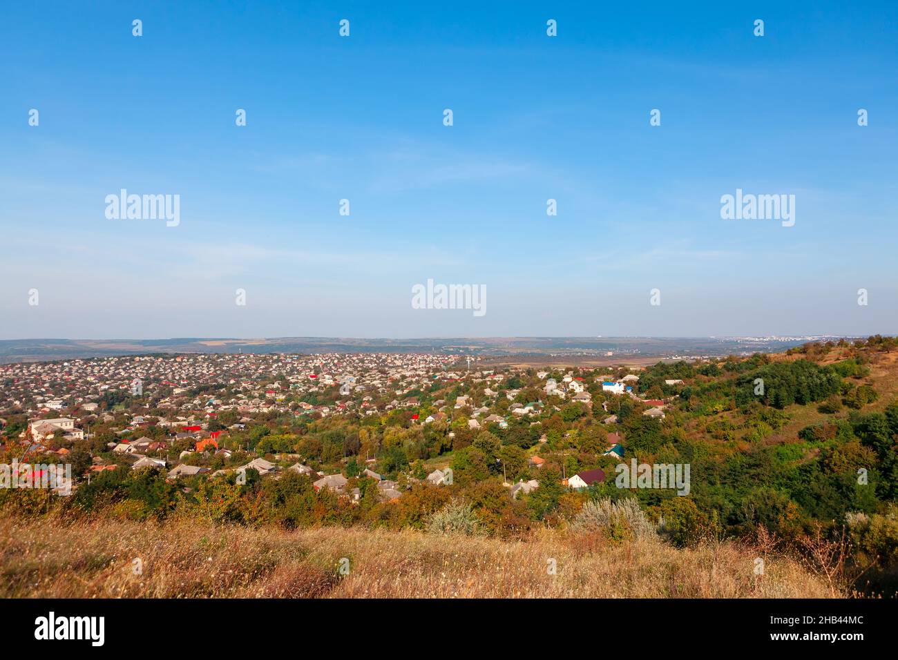 Village on the hill scenery . Rural settlement in Moldova Stock Photo ...