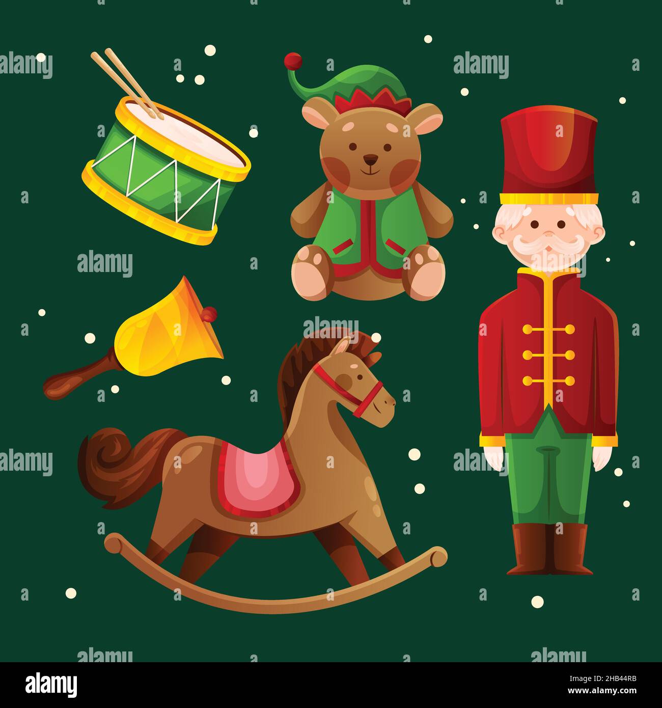 christmas toy collection flat vector design illustration Stock Vector ...