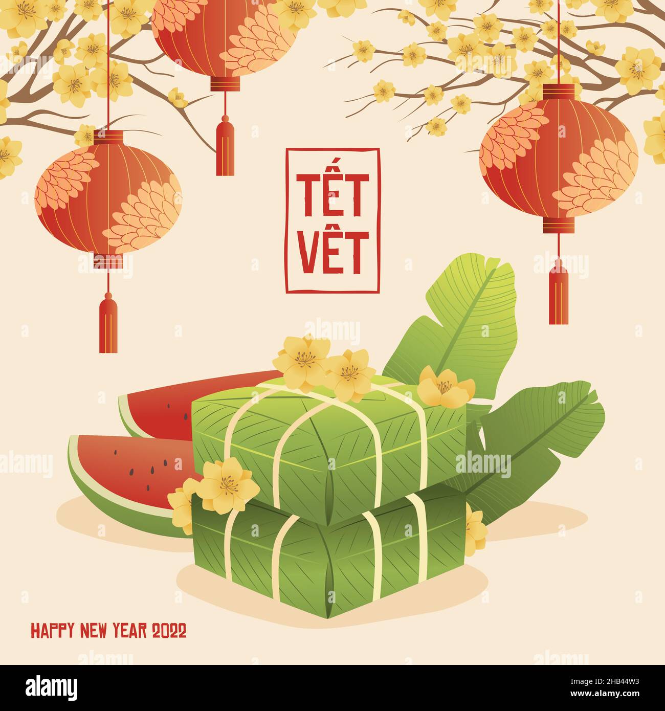 tet vietnamese new year flat vector design illustration Stock Vector ...