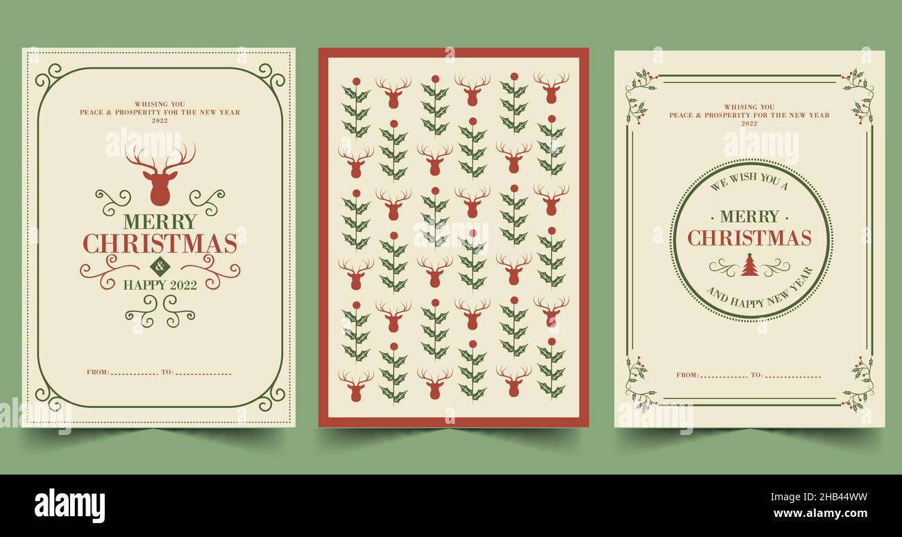 vintage christmas cards template vector design illustration Stock ...