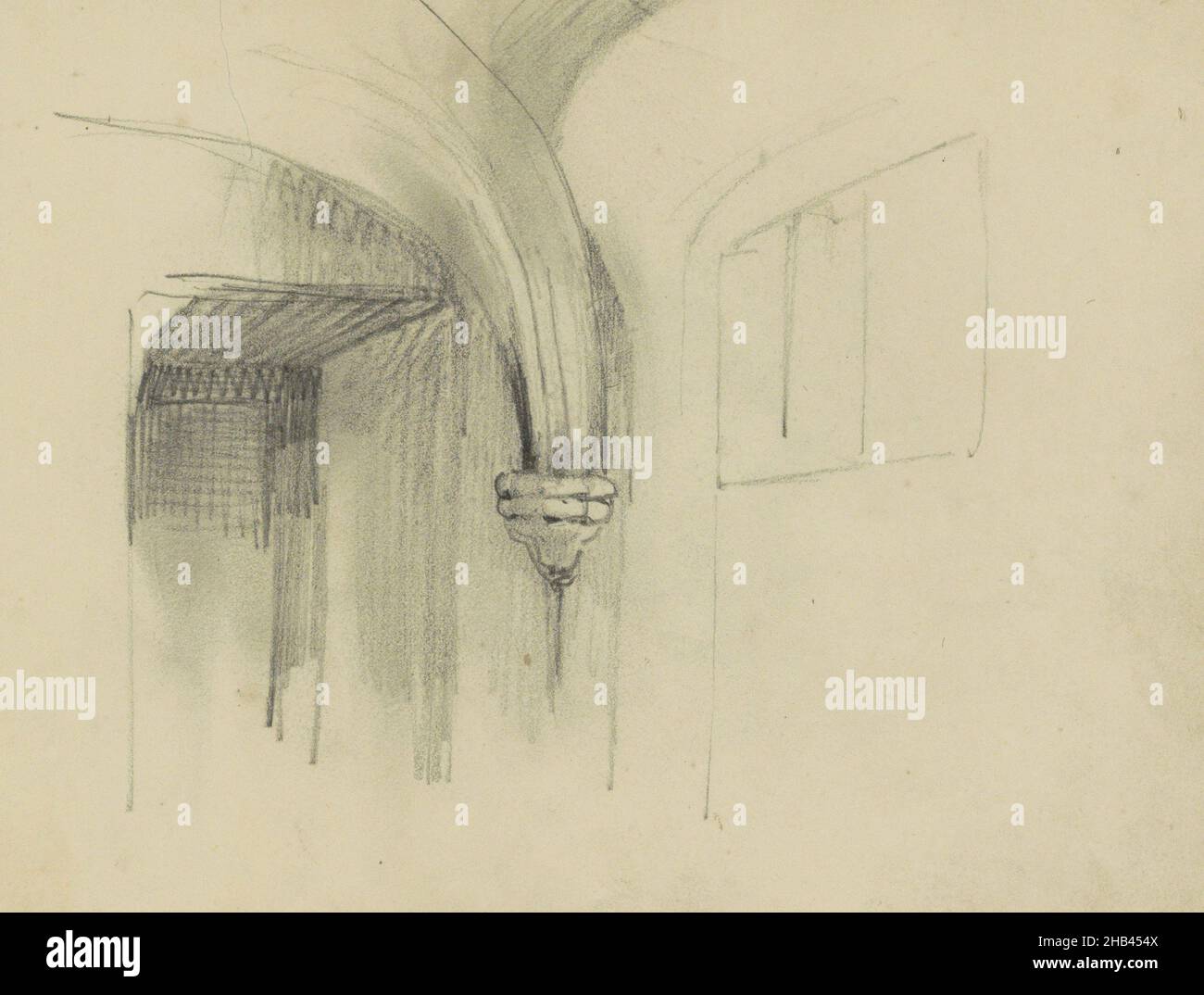 Sheet 5 recto from a sketchbook with 36 sheets, Vault for a corridor ...