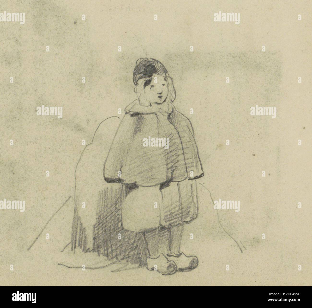 The standing girl also wears a hat and cloak. Sheet 3 verso from a ...