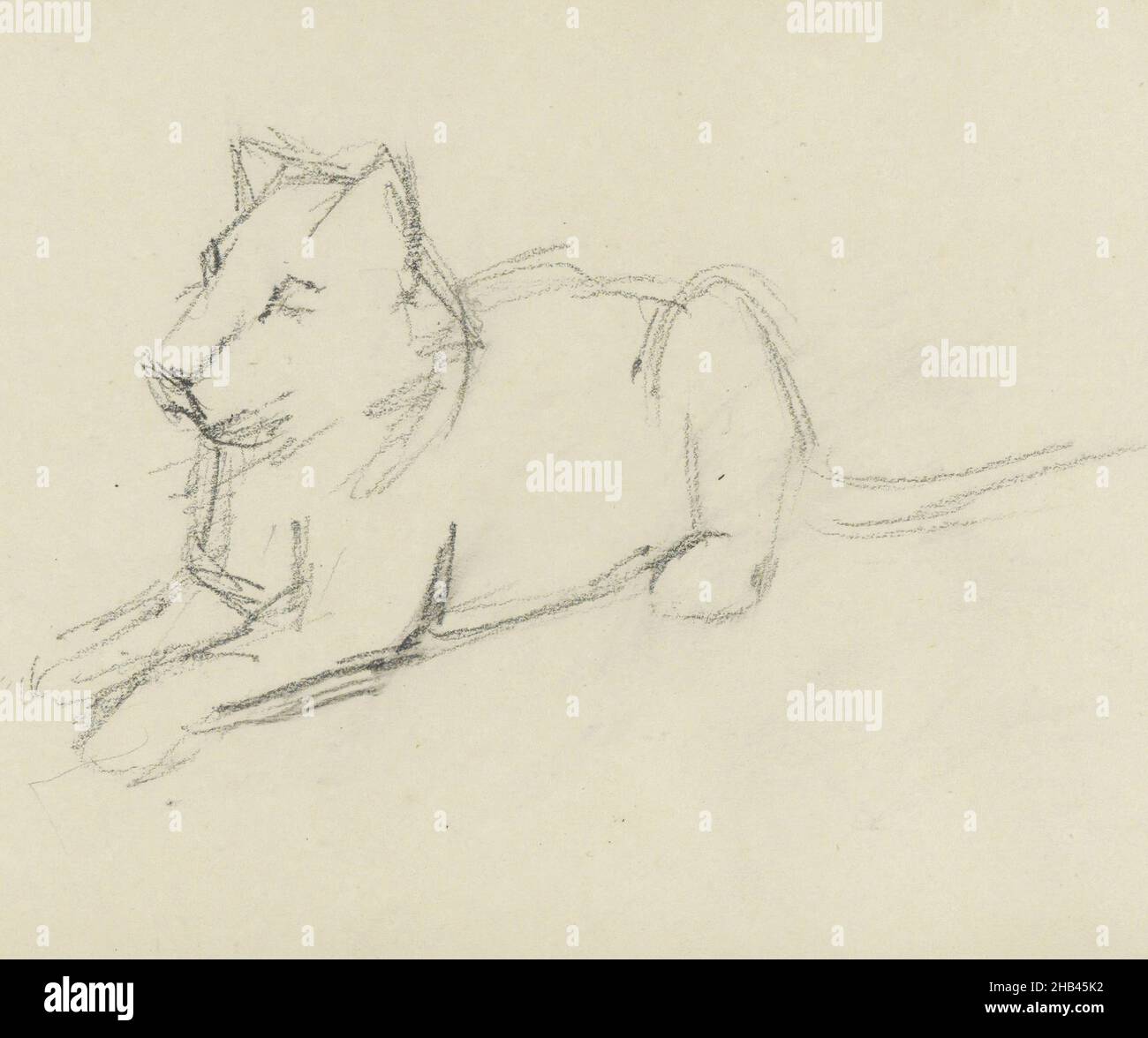 Sheet 4 verso from a sketchbook with 26 sheets, Reclining dog, Jozef ...