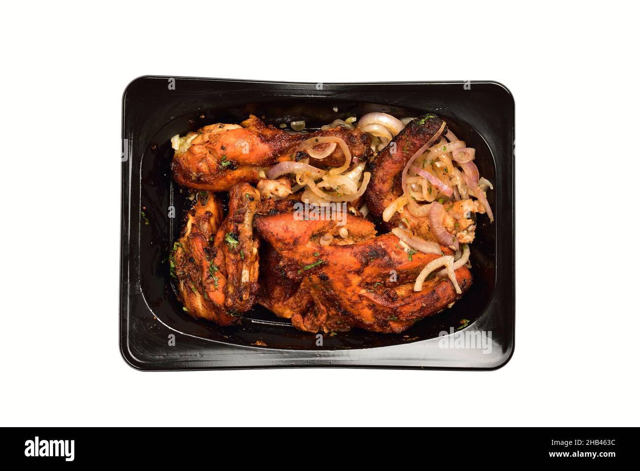 Spicy Grilled Chicken in Disposable Container Isolated on White ...